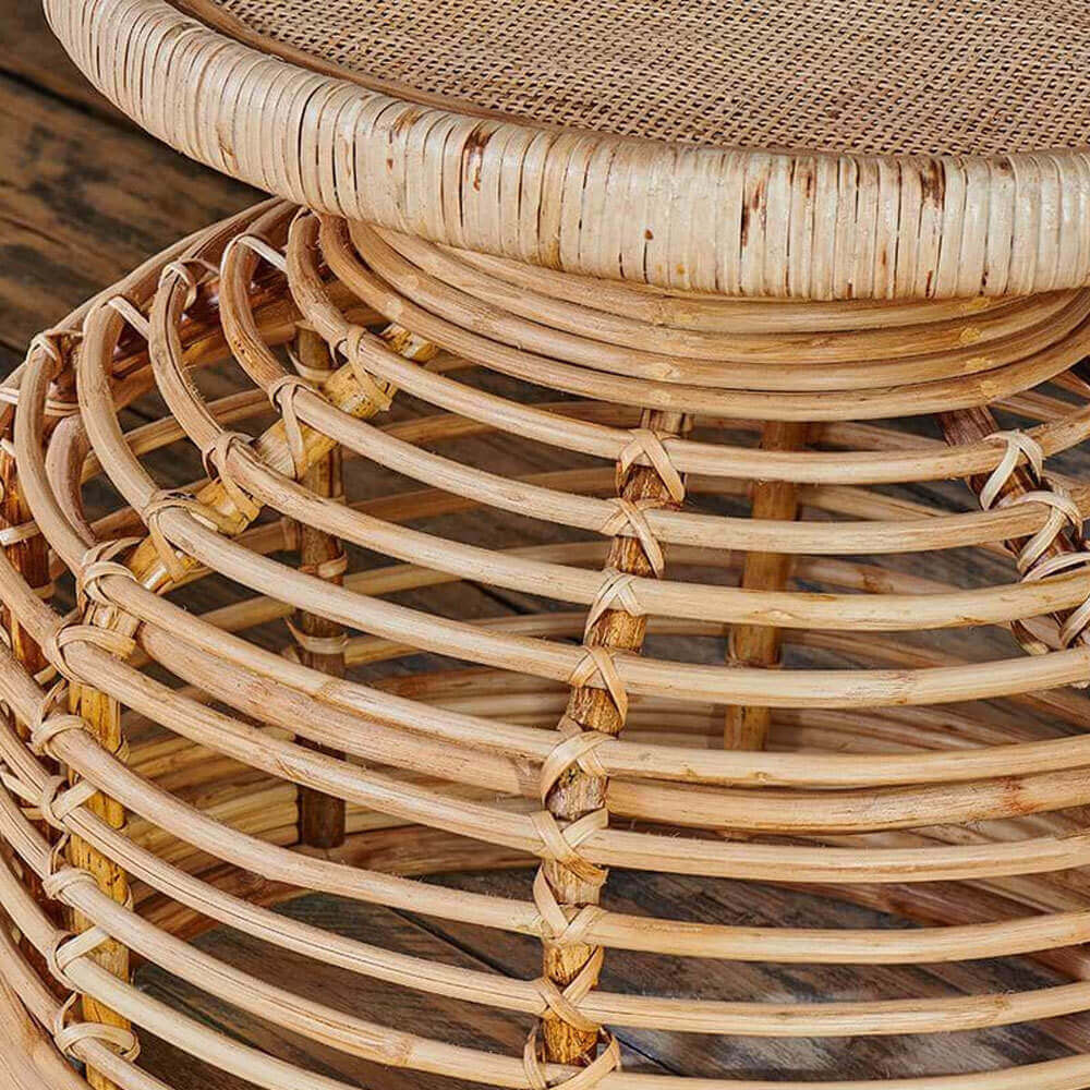 Round rattan end table store